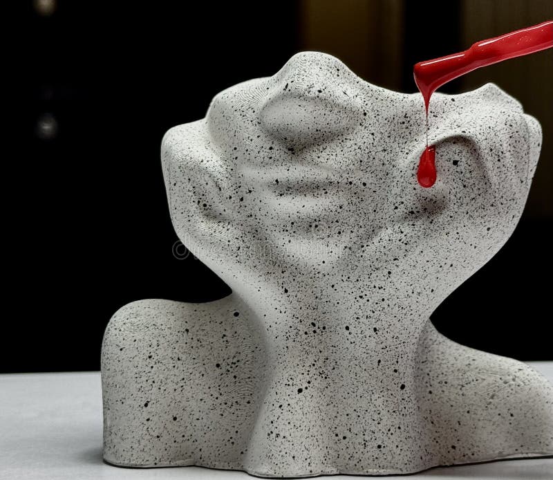 Plaster Figurine of a Human Face and Hands Stock Photo - Image of ...