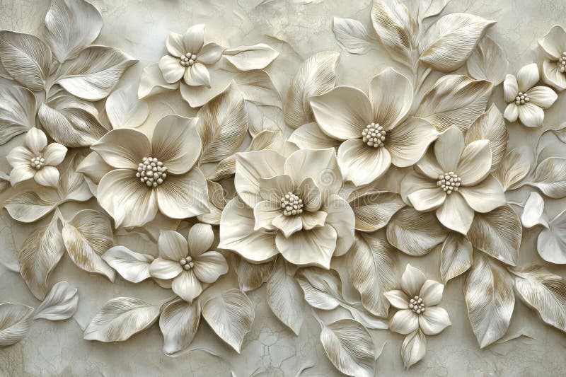 Plaster with Floral Designs in Classical Style. Detailed Stucco Relief ...