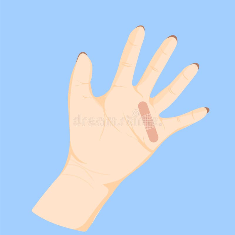 Plaster on hand stock vector. Illustration of chicken - 114276440
