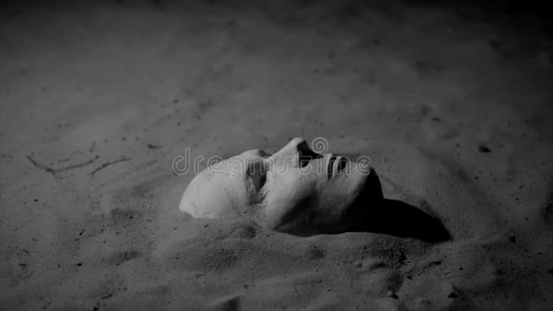 Plaster mask on the sand stock footage. Video of artistic - 138042106