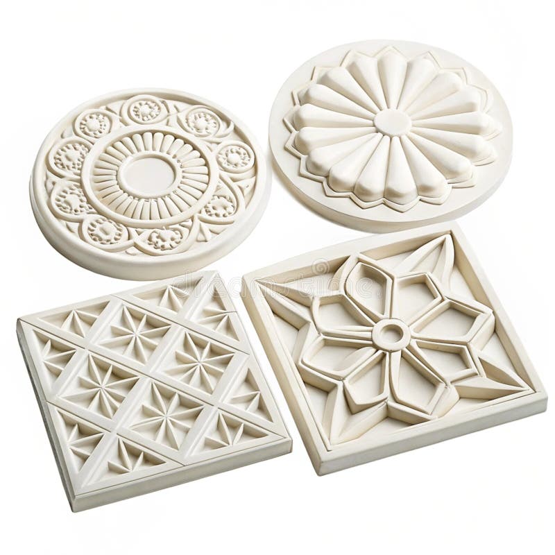Plaster Molds Abstract Geometry Isolated on Transparent Background ...