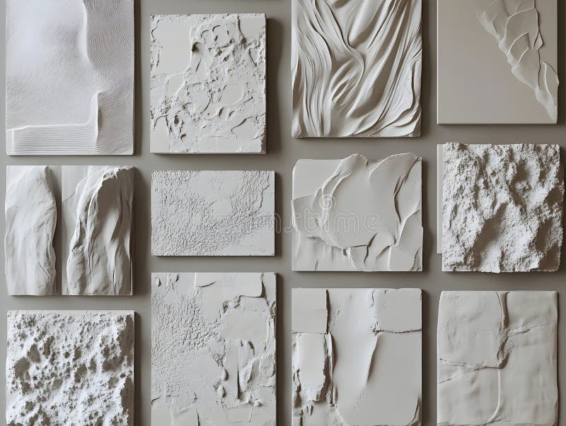 Plaster of Paris Textures Composition with Abstract 3D Sculptural ...