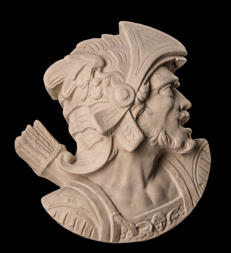 Plaster Sculpture, Roman Head with Helmet Stock Image - Image of ...