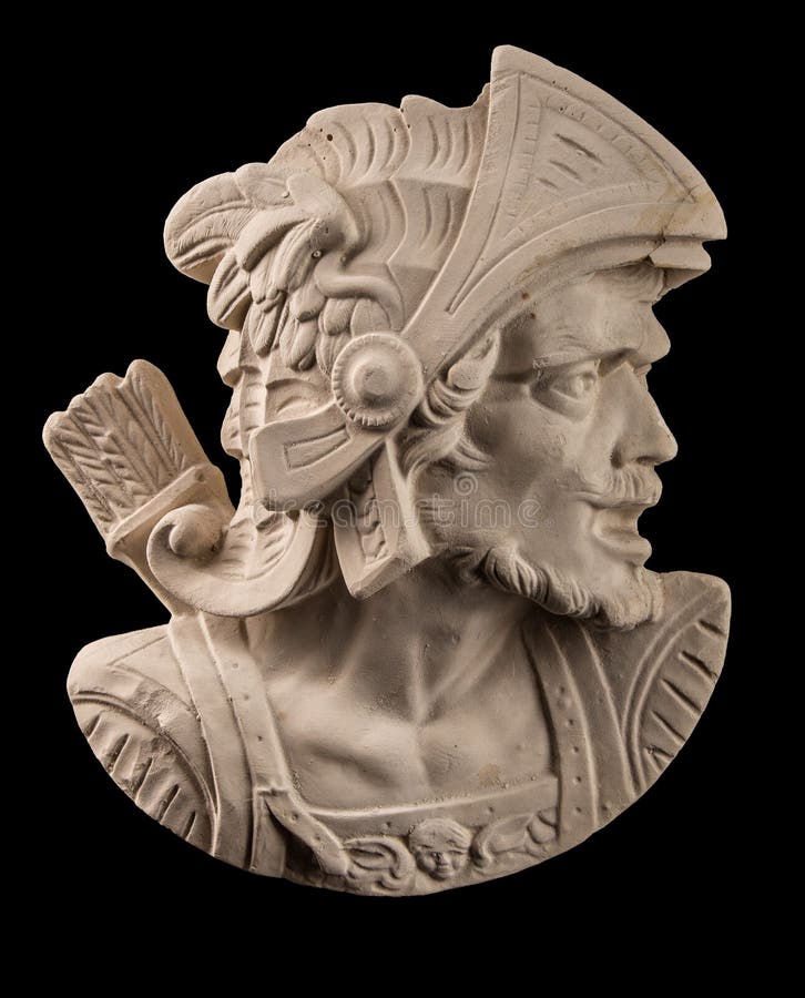 Plaster Sculpture, Roman Head with Helmet Stock Photo - Image of banker ...