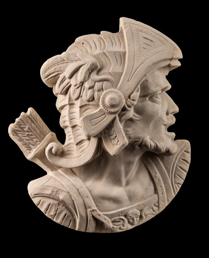 Plaster Sculpture, Roman Head with Helmet Stock Image - Image of doll ...