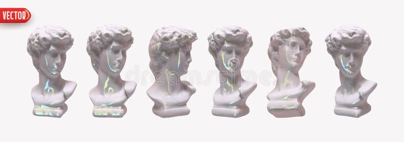 Plaster Statue of the Head of David. David Sculpture. Realistic 3d ...