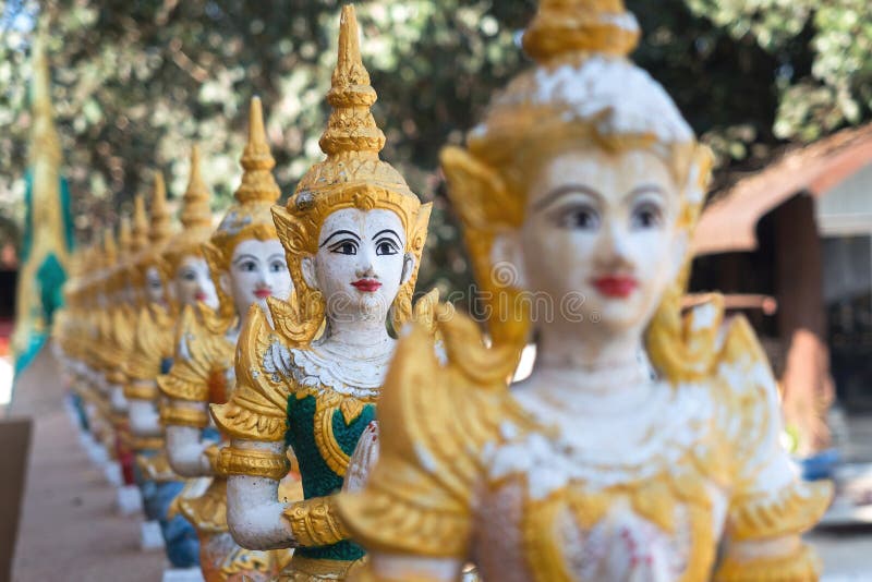 The Plaster Statue on the Temple Fence Stock Photo - Image of church ...