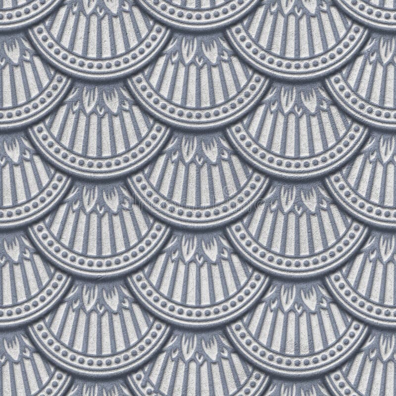Plaster Wall with Scale Fish Pattern Seamless Texture, 3d Illustration ...