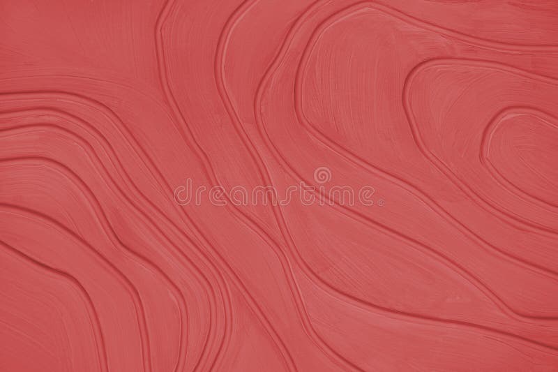 Plaster Wall with Volumetric Relief Surface with Convex Wavy Lines, Red ...