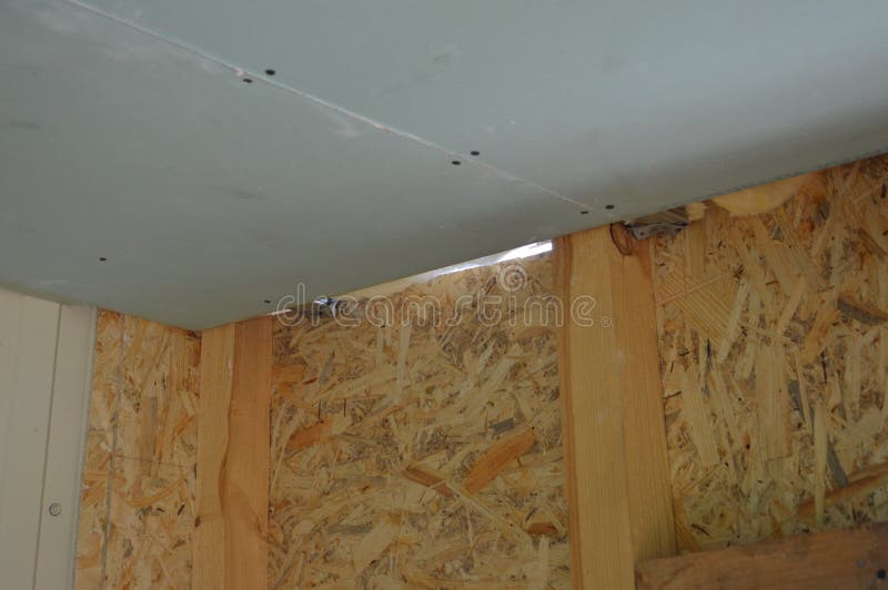 Plasterboard Ceiling Lining and Its Insulation Stock Image - Image of ...