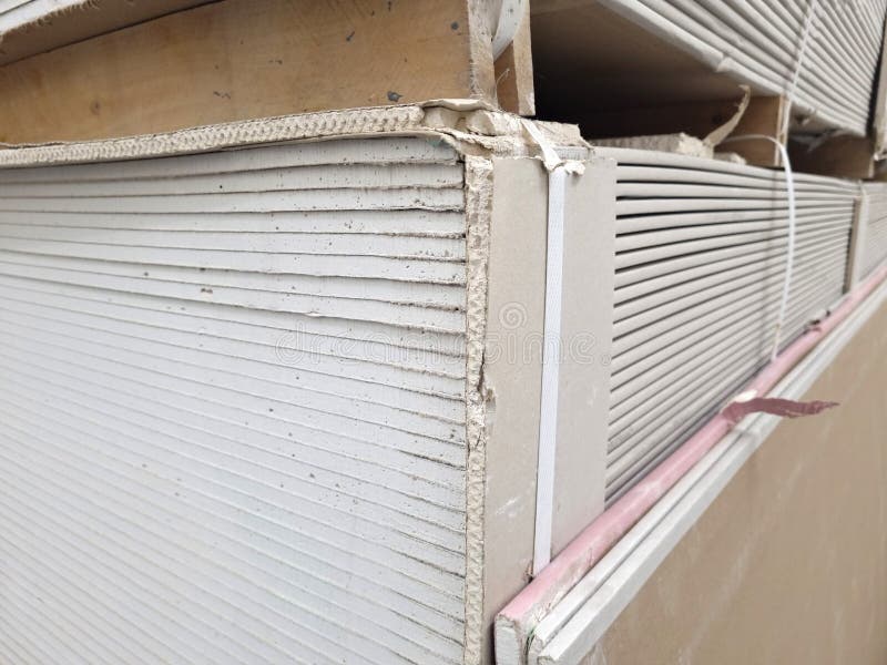 Plasterboard Sheets Stacked in a Hardware Store. Building Material ...