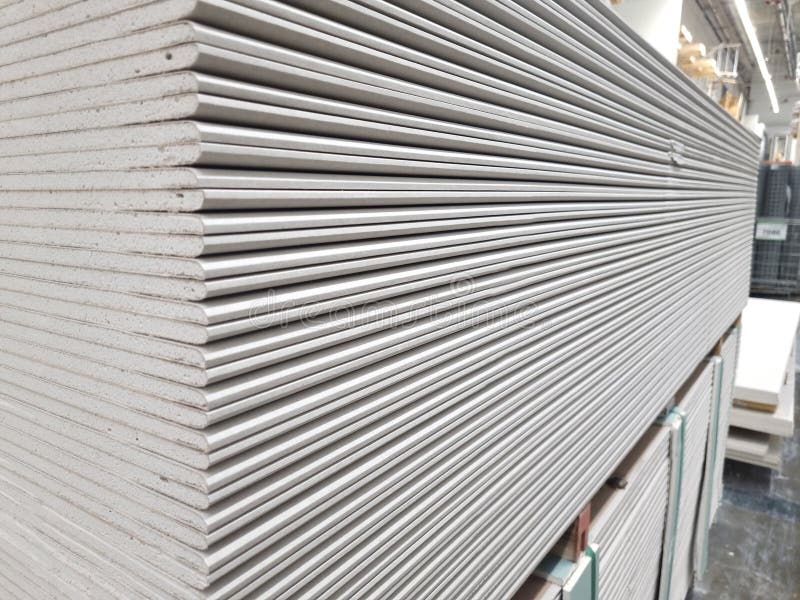 Plasterboard Sheets Stacked in a Hardware Store. Building Material ...