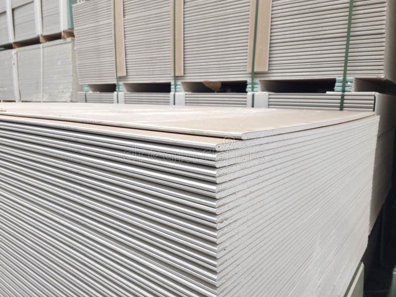 Plasterboard Sheets Stacked in a Hardware Store. Building Material ...