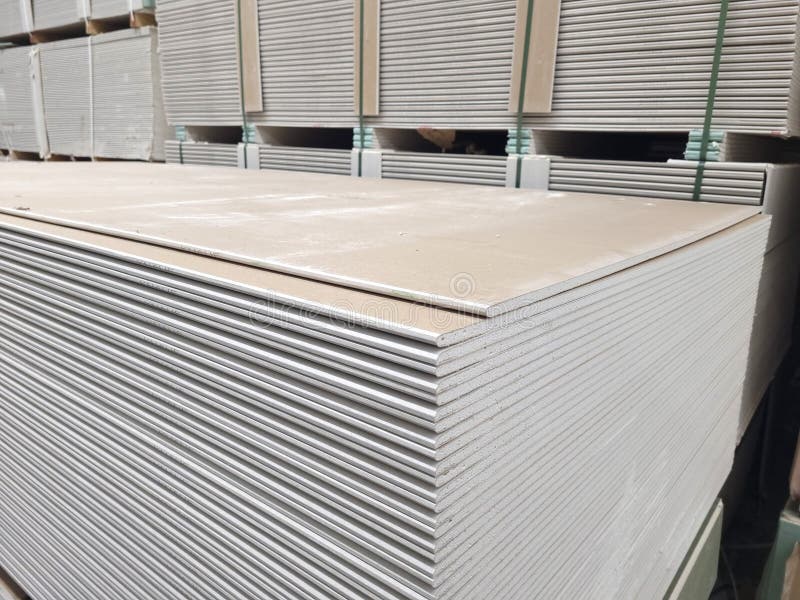 Plasterboard Sheets Stacked in a Hardware Store. Building Material ...