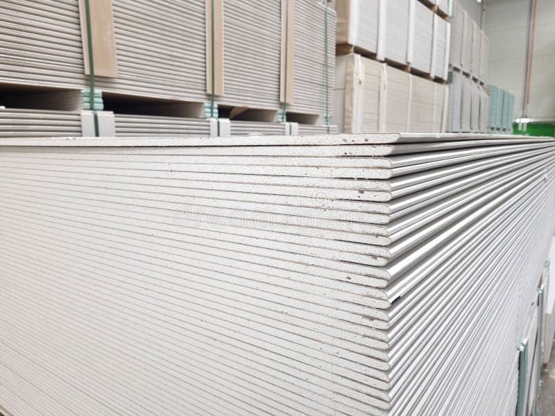 Plasterboard Sheets Stacked in a Hardware Store. Building Material ...