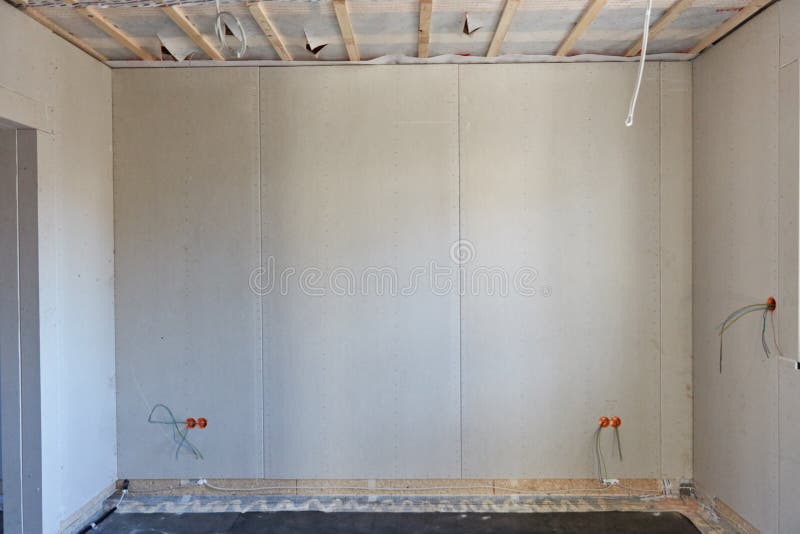 Plasterboard on the Wall in the Interior of a Room in a New Building ...