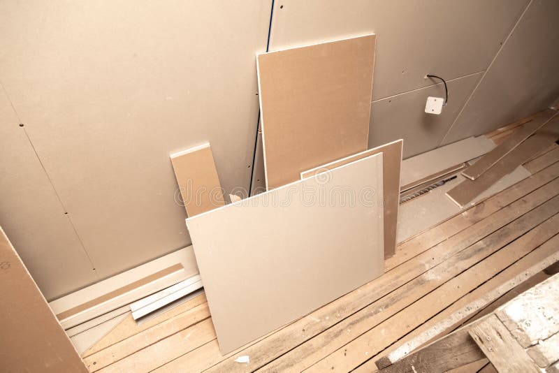 Plasterboard for the Wall in the Room Stock Image - Image of gypsum ...