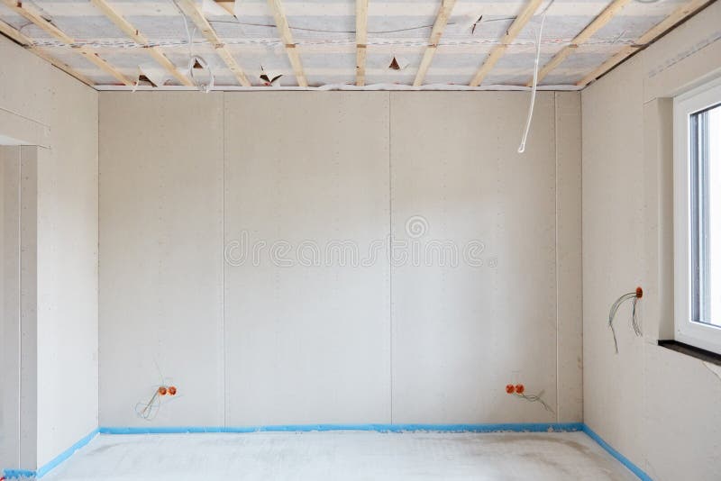 Plasterboard Wall and Window in a New Build House Stock Image - Image ...