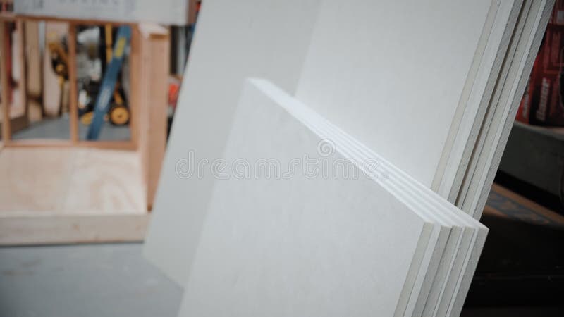 Plasterboard in the Warehouse or on the Construction Site. Close Up ...