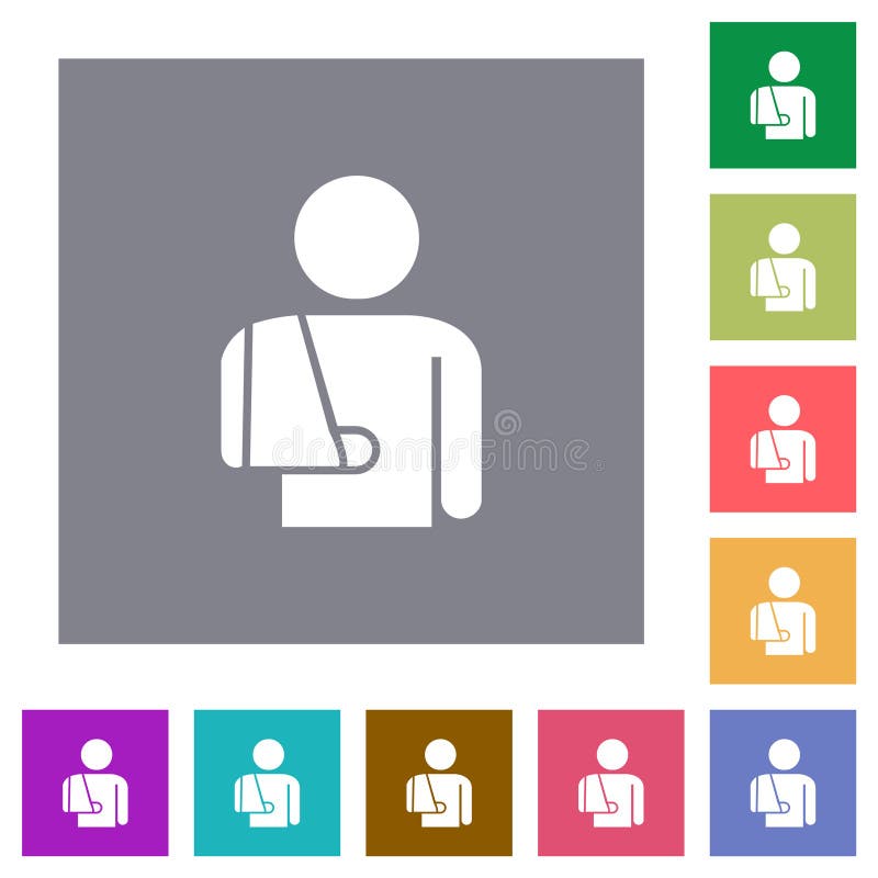 Plastered Arm Square Flat Icons Stock Vector - Illustration of flat, clinic: 294275403