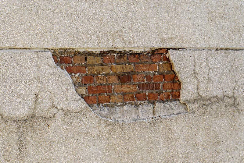 Plastered Wall with Damage in Which Bricks are Visible Stock Image ...