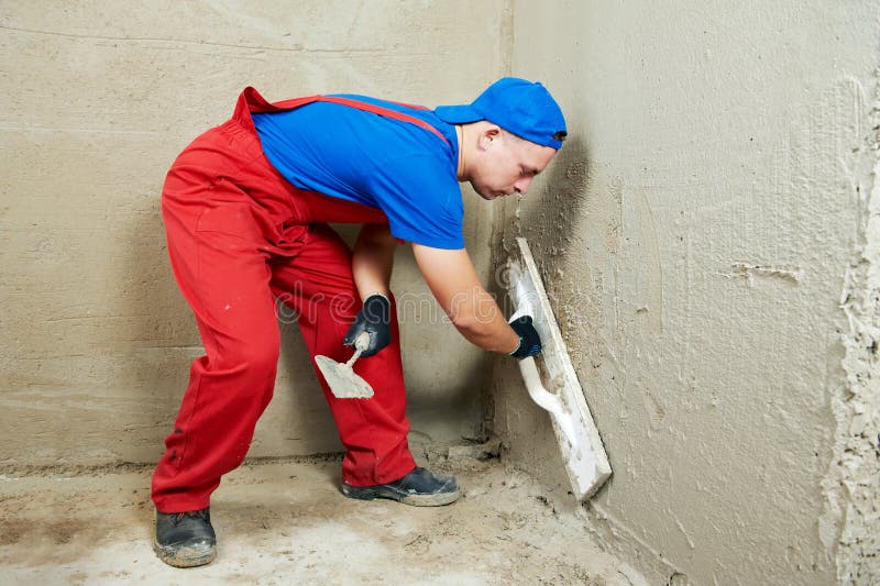Plasterer at work stock photo. Image of developmant, plaster - 21621238