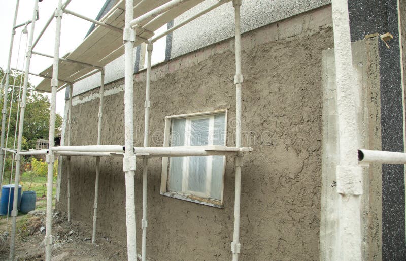Plastering Exterior Walls of a House. Renovation of the Building Stock ...