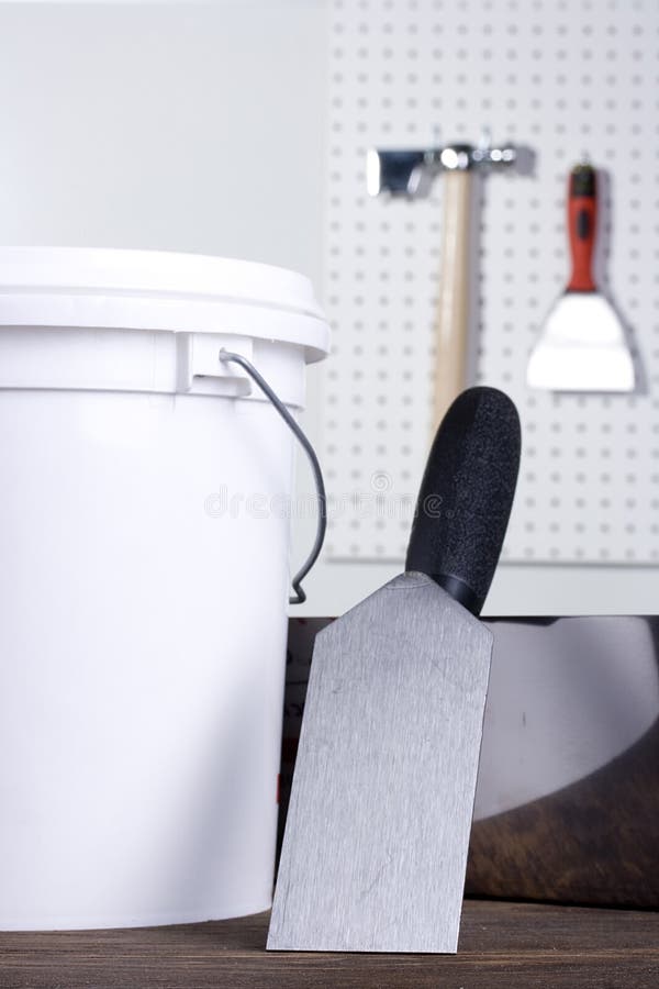 Plastering pallet stock image. Image of tool, white, renovation - 16499373