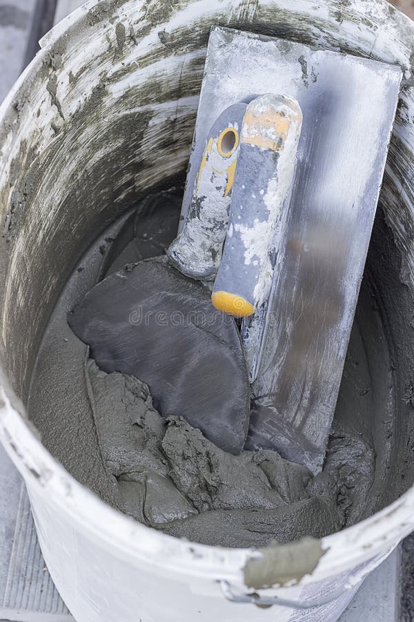 Plastering tools in bucket stock image. Image of plasterwork - 51219239