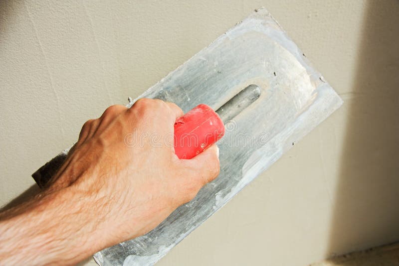 Plastering a wall stock image. Image of parget, cement - 39598427