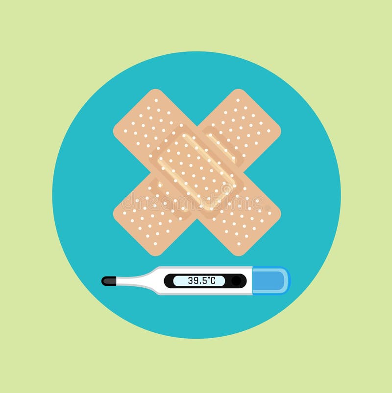 Plasters in Crossed Position and Sthetoscope Stock Illustration ...