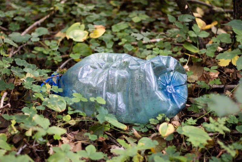 Plastic Afval in Het Bos. Verborgen Natuur. Plastic Container Ligt in ...