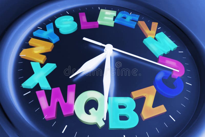 Plastic Alphabets on Wall Clock Stock Photo - Image of knowledge, learn ...