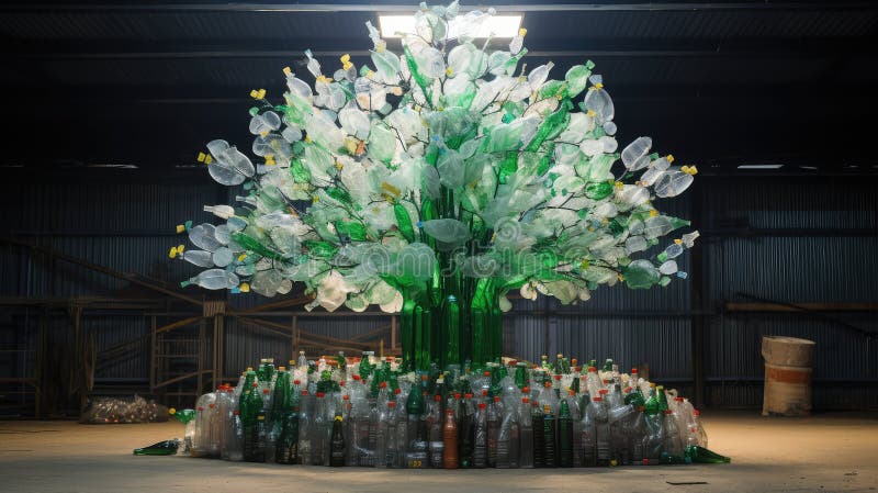 Plastic artificial trees stock illustration. Illustration of bottles ...