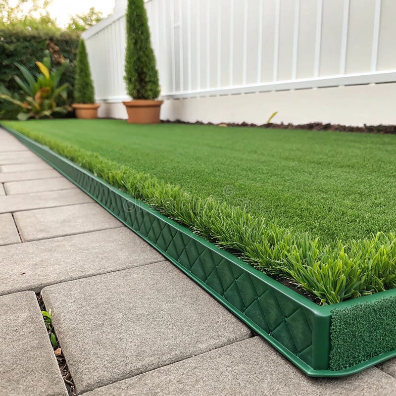 Plastic Artificial Turf Border for Lawn Edging Stock Illustration ...