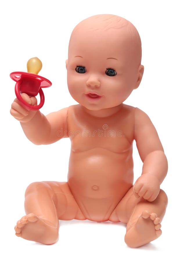 Plastic Baby Doll on Isolated White Background Stock Image - Image of ...