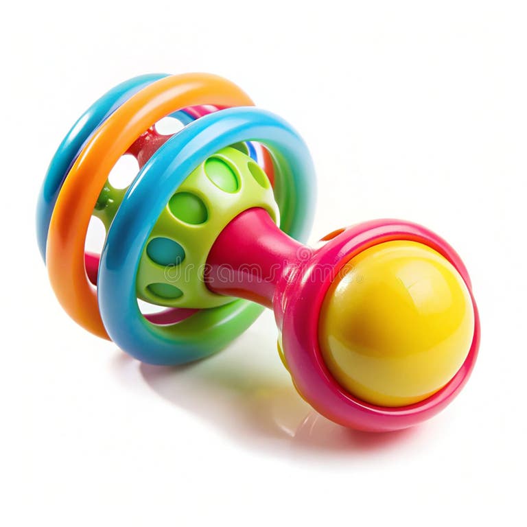 Plastic Baby Rattle with Soft, Squeezable Features Stock Illustration ...