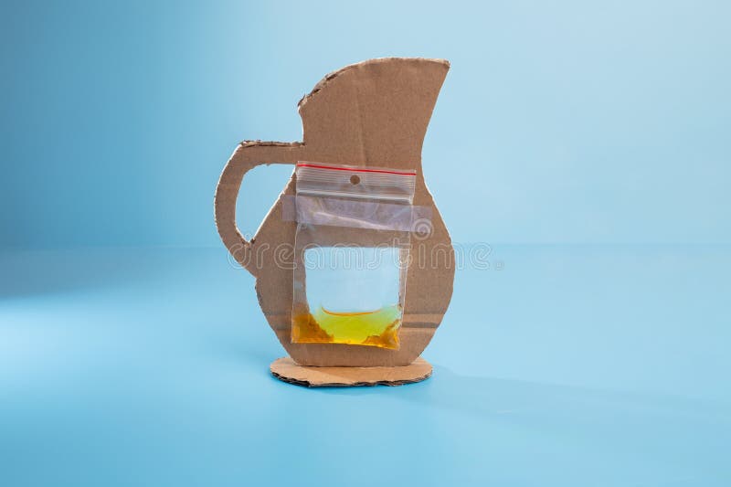 Plastic Bag Attached To Cardboard Cutout, Pitcher Craft Concept Stock ...