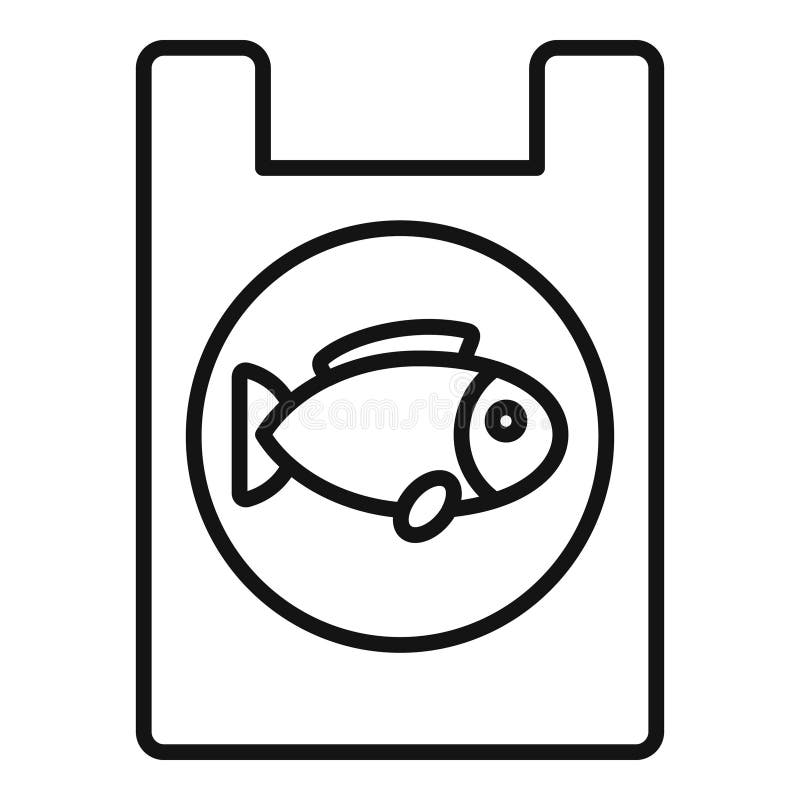 Plastic Bag Containing Fish Icon, Seafood Packaging Symbol Stock Vector ...
