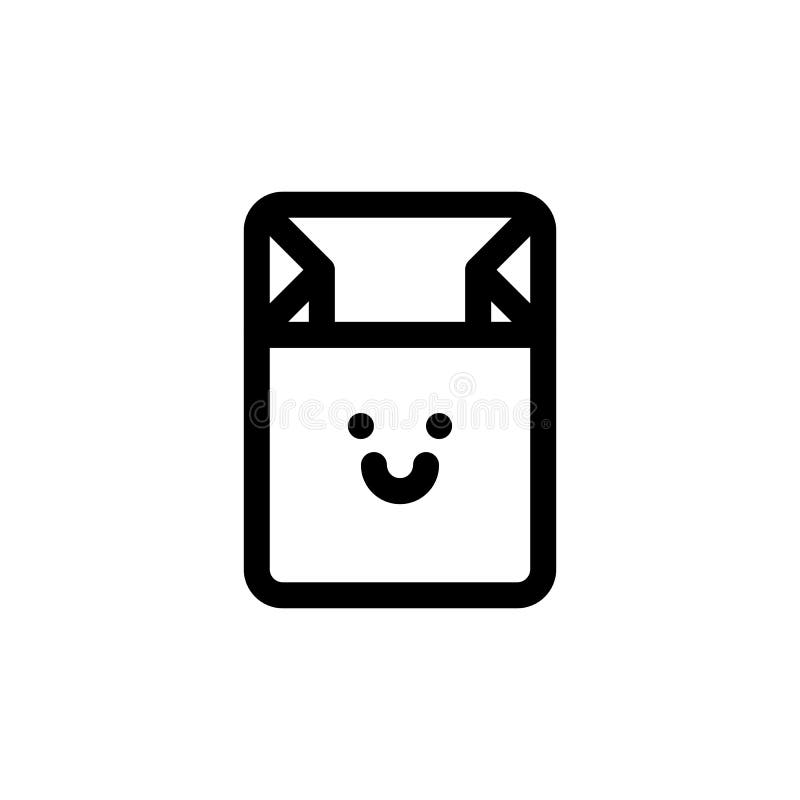 Plastic Bag Cute Shopping Outline Icon, Logo, Vector Stock Illustration ...