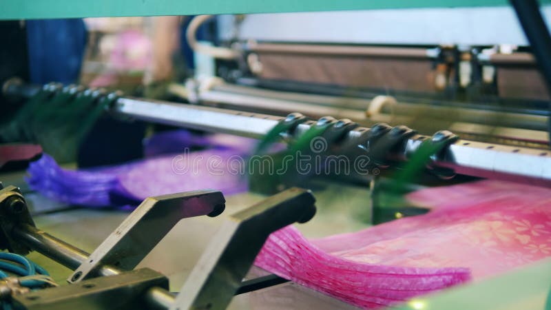Plastic Bag Cutting Machine. Close Up Stock Video - Video of cutting ...
