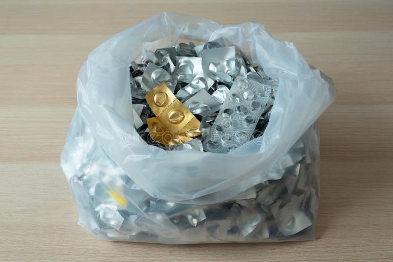 Plastic Bag Filled with Orphan Pharmaceutical Blister Packs Stock Photo ...