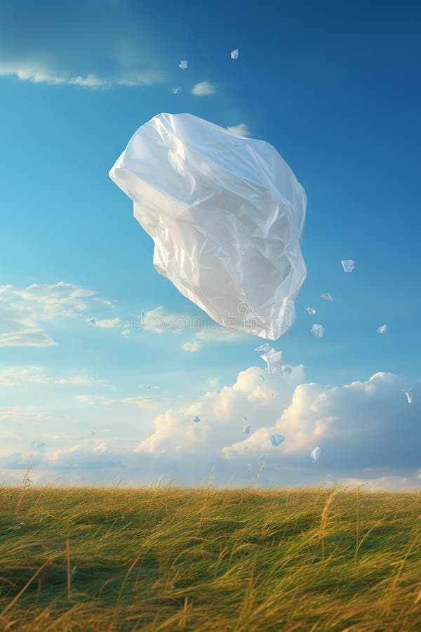 A Plastic Bag Flies. Selective Focus Stock Illustration - Illustration ...