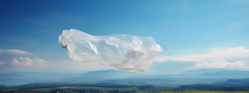 A Plastic Bag Flies. Selective Focus Stock Illustration - Illustration ...