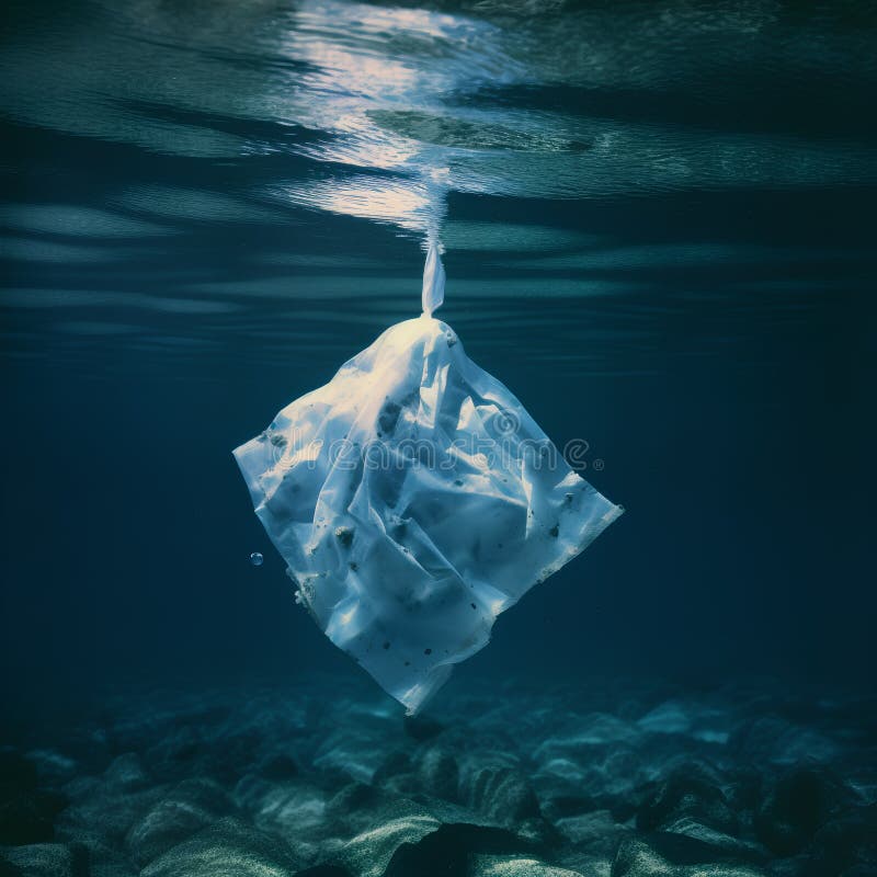 Plastic Bag Floating in the Ocean. Concept of Environmental Pollution ...