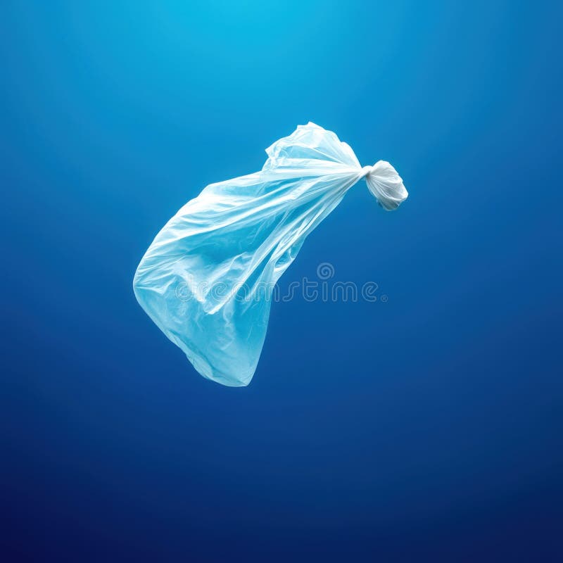 Plastic Bag Floating in the Ocean Stock Illustration - Illustration of ...