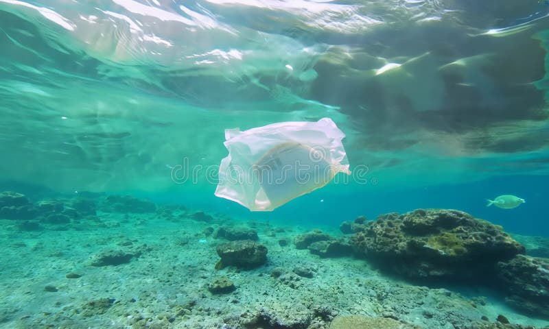 Plastic Bag Floating in Ocean Highlighting Pollution Stock Video ...