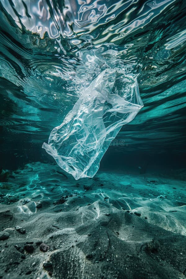 Plastic Bag Floating in the Ocean, Suitable for Environmental Concepts ...