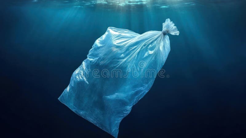 Plastic Bag Floating in Ocean Water Causing Pollution of Marine ...