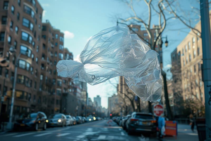 Plastic Bag Flying in the Wind in the City Stock Image - Image of ...